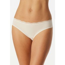 Schiesser Damen Rioslip "Unique Cotton", Gr. 40, wei&szlig;, Obermaterial: 90% Baumwolle, 10% Elasthan, Unterhosen, mit feinem Spitzenbund