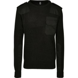 Rundhalspullover Brandit "Brandit Herren Military Sweater", Damen, Gr. L, schwarz, 100% Polyacryl, unifarben, normal, Rundhals, Pullover Rundhalspullover