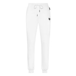 Philipp Plein M&auml;dchen Jogginghose "Iconic Plein"01, wei&szlig;, Gr. XS, Obermaterial: 100% Baumwolle, Hosen