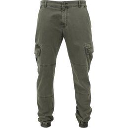 Urban Classics Herren Cargohose "Urban Classics Herren Washed Cargo Twill Jogging Pants"olive, Gr. 38, unifarben, 98% Baumwolle, 2% Elasthan, Hosen