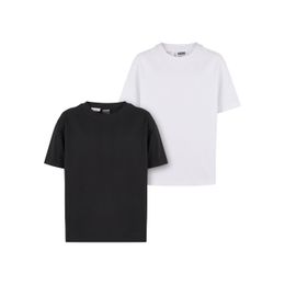 T-Shirt Urban Classics "Urban Classics Girls Oversized Boyfriend Tee 2-Pack", Mädchen, Gr. 122/128, schwarz, weiß, 100% Baumwolle, unifarben, oversize, Rundhals, Shirts T-Shirt