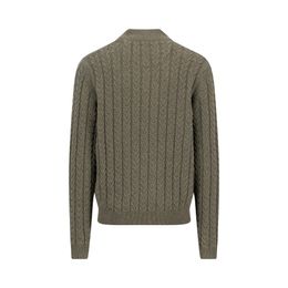 Fynch-Hatton Herren Troyer, gr&uuml;n, Gr. XL, unifarben, Strick, Obermaterial: 65% Baumwolle, 35% Wolle, Pullover, Strickpullover mit Zopfmuster und