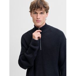 Jack & Jones JACK & JONES Herren Troyer "JJKAITO KNIT HALF ZIP BF"sky captain, Gr. L, unifarben, Strick, Obermaterial: 70% Polyacryl, 30% Baumwolle, Pullover