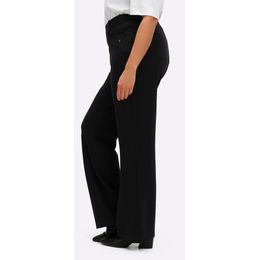 sheego Damen Bootcuthose, schwarz, Gr. 58, unifarben, 70% Viskose, 25% Polyamid, 5% Elasthan, Hosen