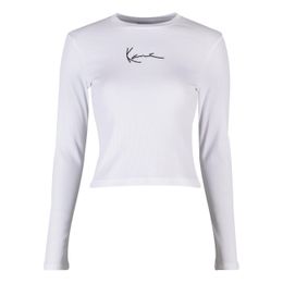 Karl Kani Damen Longsleeve "Karl Kani Karl Kani Small Signature Short Rib LS"weiß, Gr. XL, bedruckt, 97% Baumwolle, 3% Elasthan, Shirts