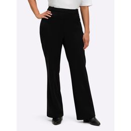 sheego Damen Bootcuthose, schwarz, Gr. 46, unifarben, 70% Viskose, 25% Polyamid, 5% Elasthan, Hosen