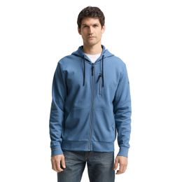 Tom Tailor Herren Kapuzensweatjackeblau weiß blau fine stripe, Gr. XL, gestreift, Sweatware, Obermaterial: 65% Baumwolle, 35% Polyester. Futter: 100%