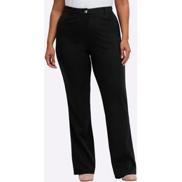sheego Damen Bootcuthose, schwarz, Gr. 52, unifarben, 70% Viskose, 25% Polyamid, 5% Elasthan, Miedereinsatz:15% Elasthan, 85% Polyamid, Hosen