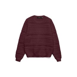 V&eacute;ro Moda Strickpullover VERO MODA "VMLEO LS O-NECK PULLOVER BF", Damen, Gr. XS, winetasting, Strick, Obermaterial: 60% Polyester, 40% Viskose, unifarben, regular fit normal, Rundhals, Rippb&uuml;ndchen, Pullover Strickpullover