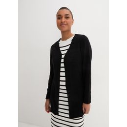 bonprix Damen Strickjacke, schwarz, Gr. 40, Obermaterial: 100% Baumwolle, Strickjacken, Strickjacke aus reiner Baumwoll-Slub Qualit&auml;t