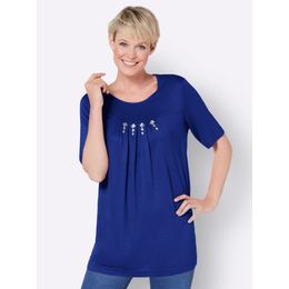 Classic Basics Damen Kurzarmshirt "Kurzarm-Shirt", blau, Gr. 48, unifarben, 100% Viskose, Shirts