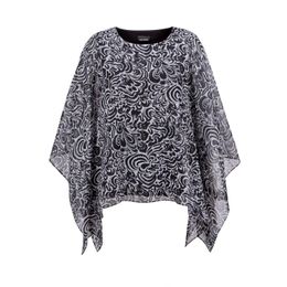 GOLDNER Damen Satinbluse "Kurzgr&ouml;&szlig;e Tunikbluse mit Chiffon-&Uuml;berwurf, Print", schwarz-wei&szlig;, Gr. 19, Obermaterial: 96% Polyester PES. 4% Elasthan EL.,