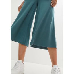 bonprix Damen Culotte, gr&uuml;n, Gr. 52, Obermaterial: 64% Polyester, 32% Viskose, 4% Elasthan, Hosen, Loungewear Culotte mit weitem Bein