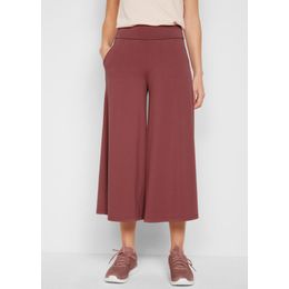 bonprix Damen Culotte, lila, Gr. 48, Obermaterial: 64% Polyester, 32% Viskose, 4% Elasthan, Hosen, Loungewear Culotte mit weitem Bein