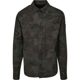 Langarmhemd Brandit "Brandit Herren Slim Worker Shirt", Herren, Gr. M, US-Gr&ouml;&szlig;en, olivecamo, 100% Baumwolle, unifarben, normal, Hemden