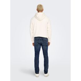 Only & Sons ONLY & SONS Herren Slim-fit-Jeans "ONSLOOM SLIM BOX PIM DNM MU OTL"dunkelblau denim, Gr. 28, Abriebeffekte, Denim/Jeans, Obermaterial: 50% Baumwolle,
