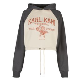 Karl Kani Damen Kapuzenpullover "Karl Kani"light sand, blau, Gr. L, mehrfarbig, 65% Baumwolle (Bio), 35% Polyester (Recycelt), Pullover
