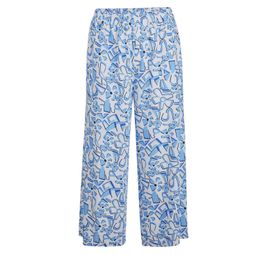 GOLDNER Damen Schlupfhose "Kurzgr&ouml;&szlig;e Weite Schlupfhose VERA mit Print", blau, Gr. 20, Obermaterial: 100% Viskose CV., Hosen, flie&szlig;ende Viskose