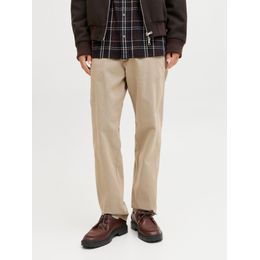 Jack & Jones Chinohose JACK & JONES "JPSTKANE HANK CHINO BF", Herren, Gr. 28, L&auml;nge 30, crockery, Web, Obermaterial: 73% Baumwolle, 24% Polyester, 3% Elasthan, unifarben, relaxed fit kn&ouml;chellang, Hosen Chinohose