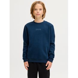 Jack & Jones Jungen Sweatshirt "JCOPOINT SWEAT BADGE CREW NECK BF JNR"titan print:jnr, Gr. 140, JACK & JONES JUNIOR, bedruckt, angeraute Sweatware, Obermaterial: