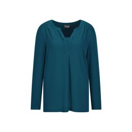 GOLDNER Damen Kurzarmbluse "Langarm Damen Unibluse mit Chiffoneinsatz und Rundhalsaussschnitt", gr&uuml;n, Gr. 40, Obermaterial: 50% Polyester PES. 47%