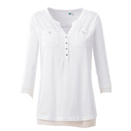 Inspirationen Damen Rundhalsshirt "Shirt", wei&szlig;, Gr. 50, meliert, unifarben, 100% Baumwolle, Shirts