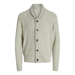 Jack & Jones JACK & JONES Herren Strickpullover "JJPAUL KNIT SHAWL CARDIGAN"wei&szlig; melange, Gr. M, meliert, Strick, Obermaterial: 82% Polyacryl, 18% Baumwolle,
