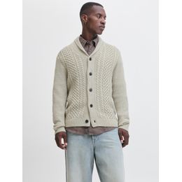 Jack & Jones JACK & JONES Herren Strickpullover "JJPAUL KNIT SHAWL CARDIGAN"wei&szlig; melange, Gr. XS, meliert, Strick, Obermaterial: 82% Polyacryl, 18% Baumwolle,