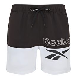 Reebok Damen Badeshorts "Rory", schwarz-weiß, Gr. L, unifarben, Web, Polyester, Badehosen, mit Kordelzug und elastischem Bund, mit Logo, schnell