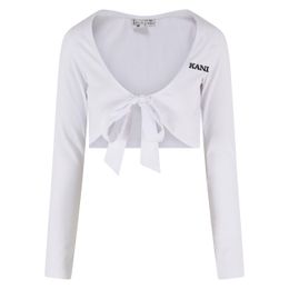 T-Shirt Karl Kani "Karl Kani Damen KW241-045-1 Karl Kani Chest Retro Knot Bolero", Damen, Gr. L, wei&szlig;, 95% Baumwolle, 5% Elasthan, slim fit, Balconnet, Shirts T-Shirt