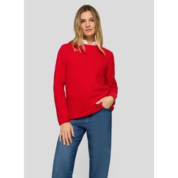 Strickpullover Rabe, Damen, Gr. 38, mohn, Strick, Obermaterial: 52% Polyester, 42% Baumwolle, 6% sonstige Fasern, unifarben, tailliert h&uuml;ftbedeckend, Rundhals, Rollkante, Pullover Strickpullover, in Streifen-Ripp-Optik