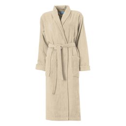 Bademantel Seahorse, L:125cm, beige, Velours, Hausm&auml;ntel, "Seahorse Pure Unisex", Langarm, aufgesetzte Taschen
