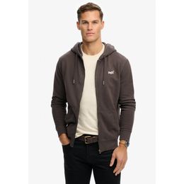 Superdry Herren Kapuzensweatjacke "ESSENTIAL LOGO ZIP HOODIE HB"carbon schwarz, Gr. XXXL, unifarben, angeraute Sweatware, Obermaterial: 100% Seide,