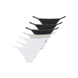 Vivance Damen String, Gr. 48, schwarz-wei&szlig;, Single Jersey, Obermaterial: 95% Baumwolle, 5% Elasthan. Spitze: 80% Polyamid, 20% Elasthan, unifarben,