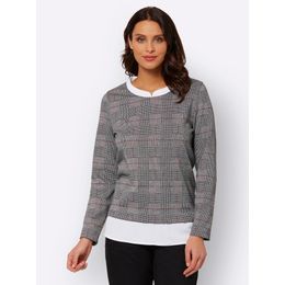 Inspirationen Damen 2-in-1-Shirt "2-in-1-Shirt", bunt, Gr. 48, gemustert, kariert, mehrfarbig, 65% Polyester, 32% Viskose, 3% Elasthan,