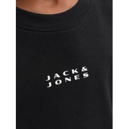 Jack & Jones Kinder Sweatshirt "JCOPOINT SWEAT BADGE CREW NECK BF JNR", schwarz, Gr. 152, JACK & JONES JUNIOR, bedruckt, angeraute Sweatware, Obermaterial: 72%