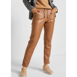bonprix Damen Schlupfhose, braun, Gr. 50, Obermaterial: 100% Polyester, Hosen, Lederimitat-Schlupfhose