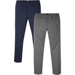 bonprix Herren Schlupfhose "Regular Fit Schlupfhose mit Komfortbund, Straight (2er Pack)", blau, Gr. 62, Obermaterial: 100% Baumwolle, Hosen, Regular