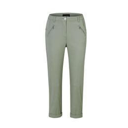 GOLDNER Damen 7/8-Hose "Lässige Chinohose mit weichem Peach-Finish", grün, Gr. 46, Obermaterial: 97% Baumwolle CO. 3% Elasthan EL., Hosen