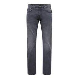 Only & Sons ONLY & SONS Herren Regular-fit-Jeans "ONSWEFT REG. JAX BOX PIM DNM"dunkelgrau denim, Gr. 32, Abriebeffekte, Denim/Jeans, Obermaterial: 50% Baumwolle,