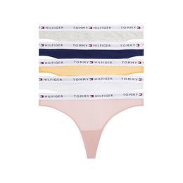 Damen String "MIX 5 PACK THONG", Tommy Hilfiger Underwear, Gr. L, wei&szlig;, Mesh, Obermaterial: 82% Polyamid, 18% Elasthan, Unterhosen, elastischer Bund