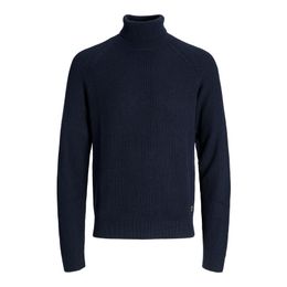 Jack & Jones PlusSize Jungen Rollkragenpullover "JJPANNEL KNIT ROLL NECK AW25 PLS", blau, Gr. 4XL, JACK & JONES PLUSSIZE, unifarben, Strick, Obermaterial: 58% Polyacryl,