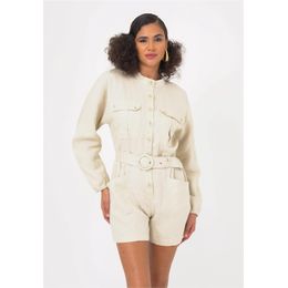 FRESHLIONS Damen Jumpsuit "Jade", Gr. M, beige, 100% Leinen, Overalls, im klassischen Design
