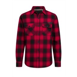 Langarmhemd Brandit "Brandit Herren Checked Shirt", Herren, Gr. 6XL, US-Größen, rot, schwarz, 100% Baumwolle, normal, Hemden