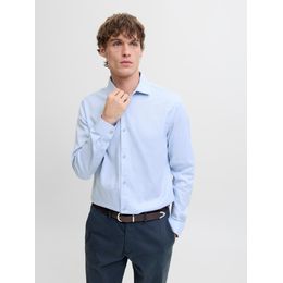 Jack & Jones JACK & JONES Herren Langarmhemd "JPRBLAPARKER MELANGE L/S SHIRT BF", blau, Gr. L, unifarben, Web, Obermaterial: 58% Lyocell, 42% Baumwolle, Hemden