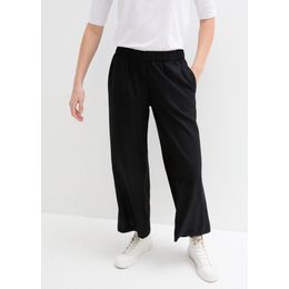 bonprix Damen Culotte "Weite Culotte aus nachhaltiger Viskose", schwarz, Gr. 52, unifarben, Web, Obermaterial: 100% Viskose, Hosen, Weite Culotte aus