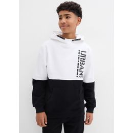 bonprix Kinder Kapuzensweatshirt "Hoodie aus reiner Baumwolle", wei&szlig;, Gr. 176, colorblocking, Sweatware, Obermaterial: 100% Baumwolle, Sweatshirts,