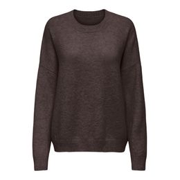 Strickpullover Only "ONLRENE LIFE LS O-NECK CC KNT", Damen, Gr. XS, chocolate torte detail:melange, Strick, Obermaterial: 65% Polyester, 13% Nylon, 13% Polyacryl, 6% Wolle, 3% Elasthan, meliert, regular fit, Rundhals, Pullover Strickpullover