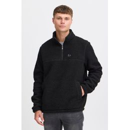 Fleecepullover Blend "BHMTOTTEN", Herren, Gr. 3XL, schwarz, 100% Polyester, unifarben, Basic, regular fit normal, normaler offener Saum, Sweatshirts Fleecepullover, Lässiger Troyer in Teddy-Optik