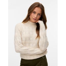 V&eacute;ro Moda VERO MODA Damen Strickpullover "VMVIRGO LS HIGHNECK PULLOVER BF", beige, Gr. M, unifarben, Strick, Obermaterial: 89% Polyester, 11% Polyacryl,